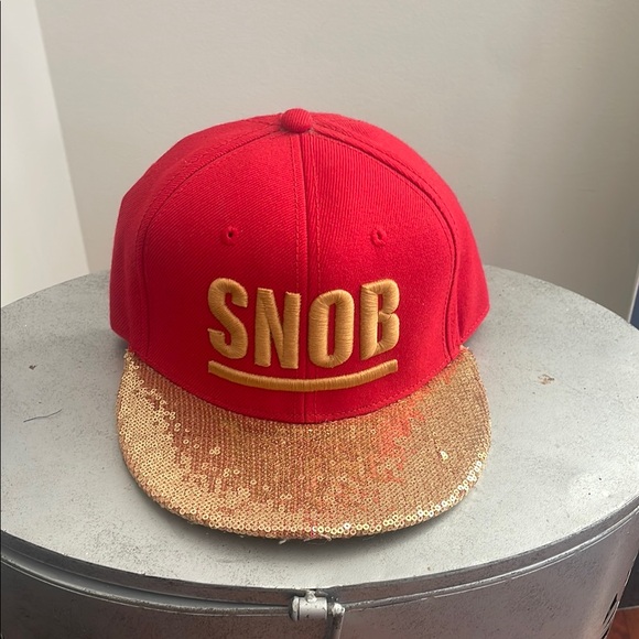 Accessories | Custom Rimbello Snob Red And Gold Cap | Poshmark